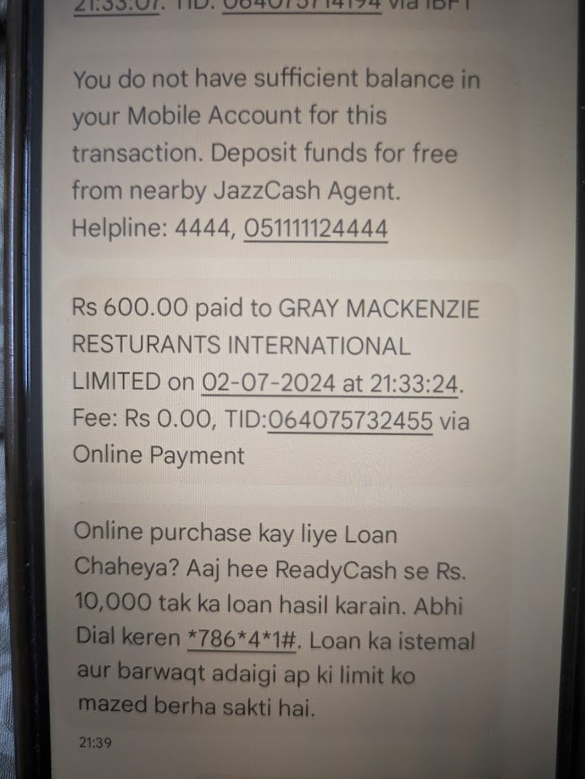 Unresolved Payment Issue for Order via KFC App | Complaint.pk